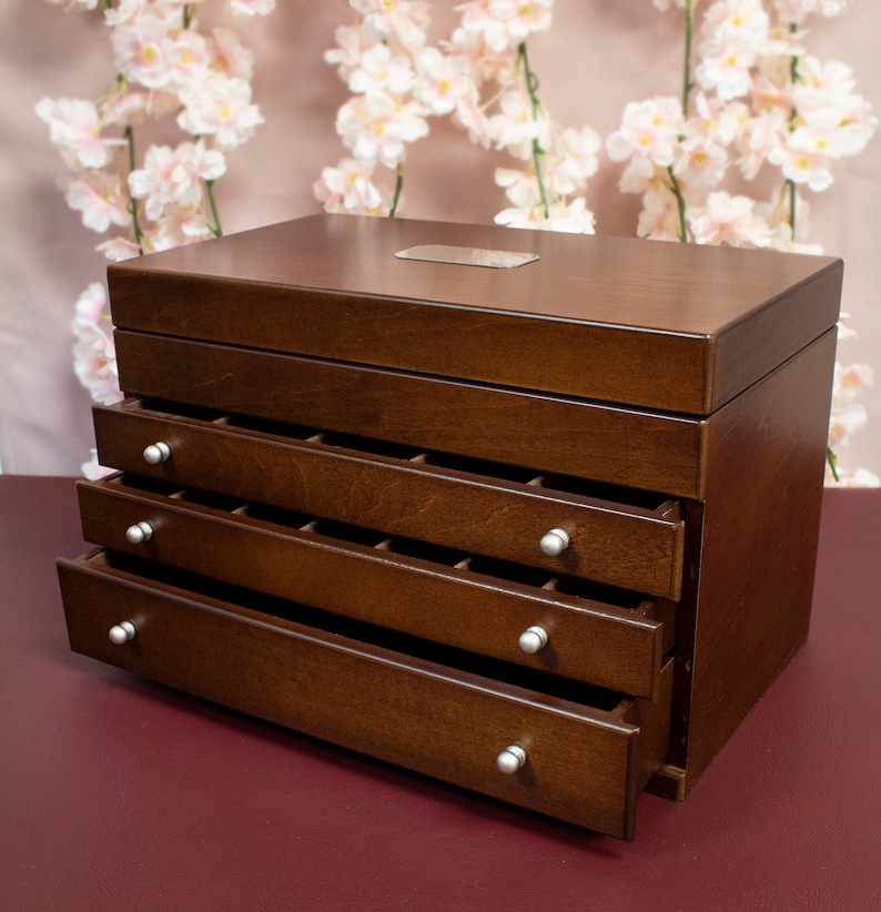 Mele & Co Brigitte Antique Walnut Personalized Jewelry Box With Drawers ...