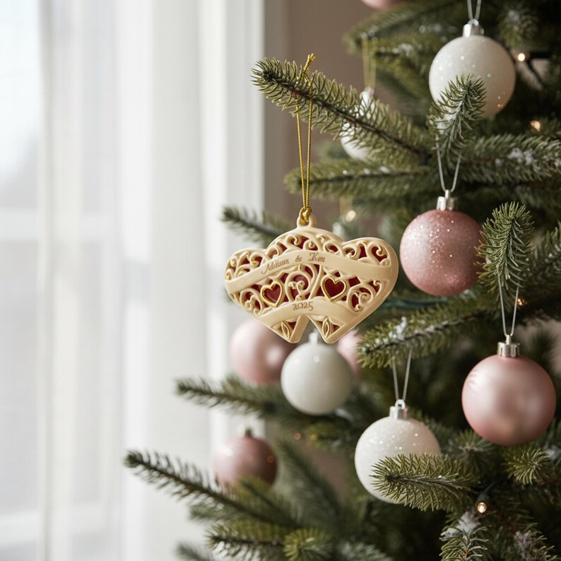 Lenox Personalized 2026 Two Hearts One Love Ornament, Custom Engraved ...