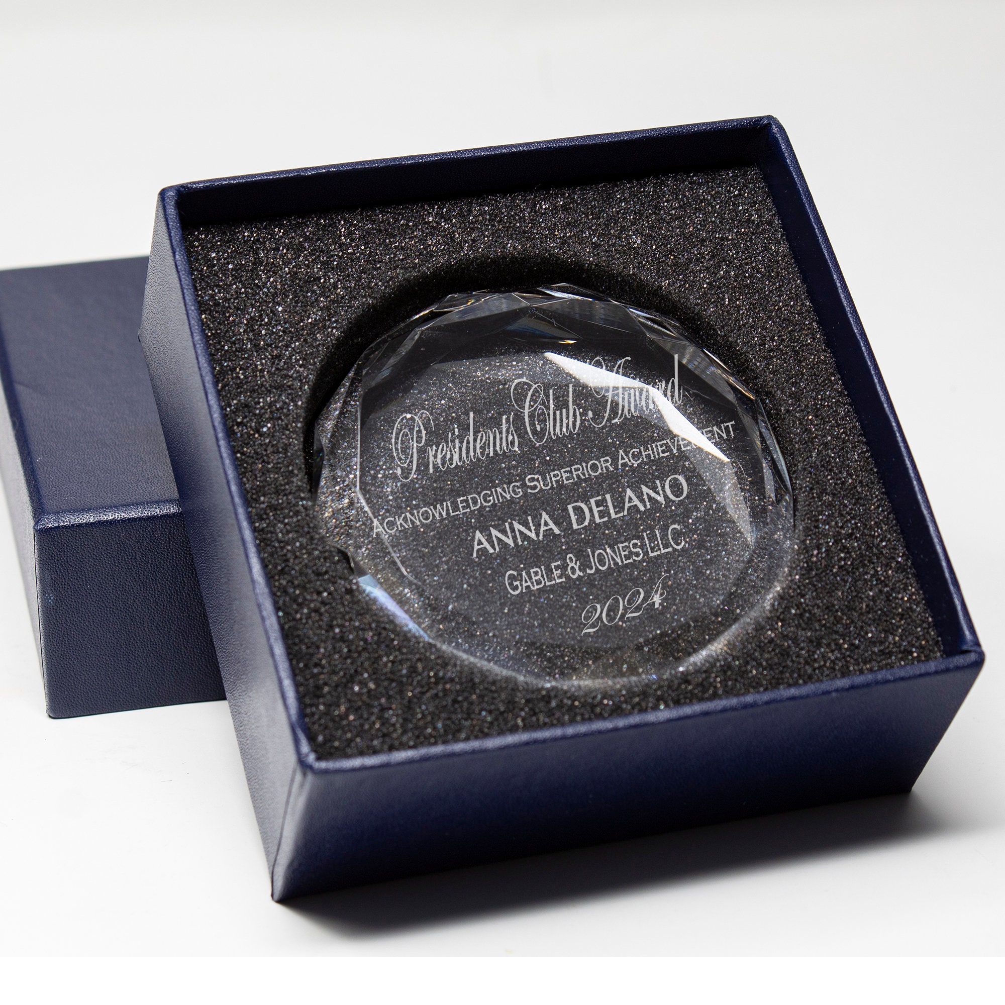 Ravanox Personalized 3" Clear Round Crystal Paperweight, Custom ...