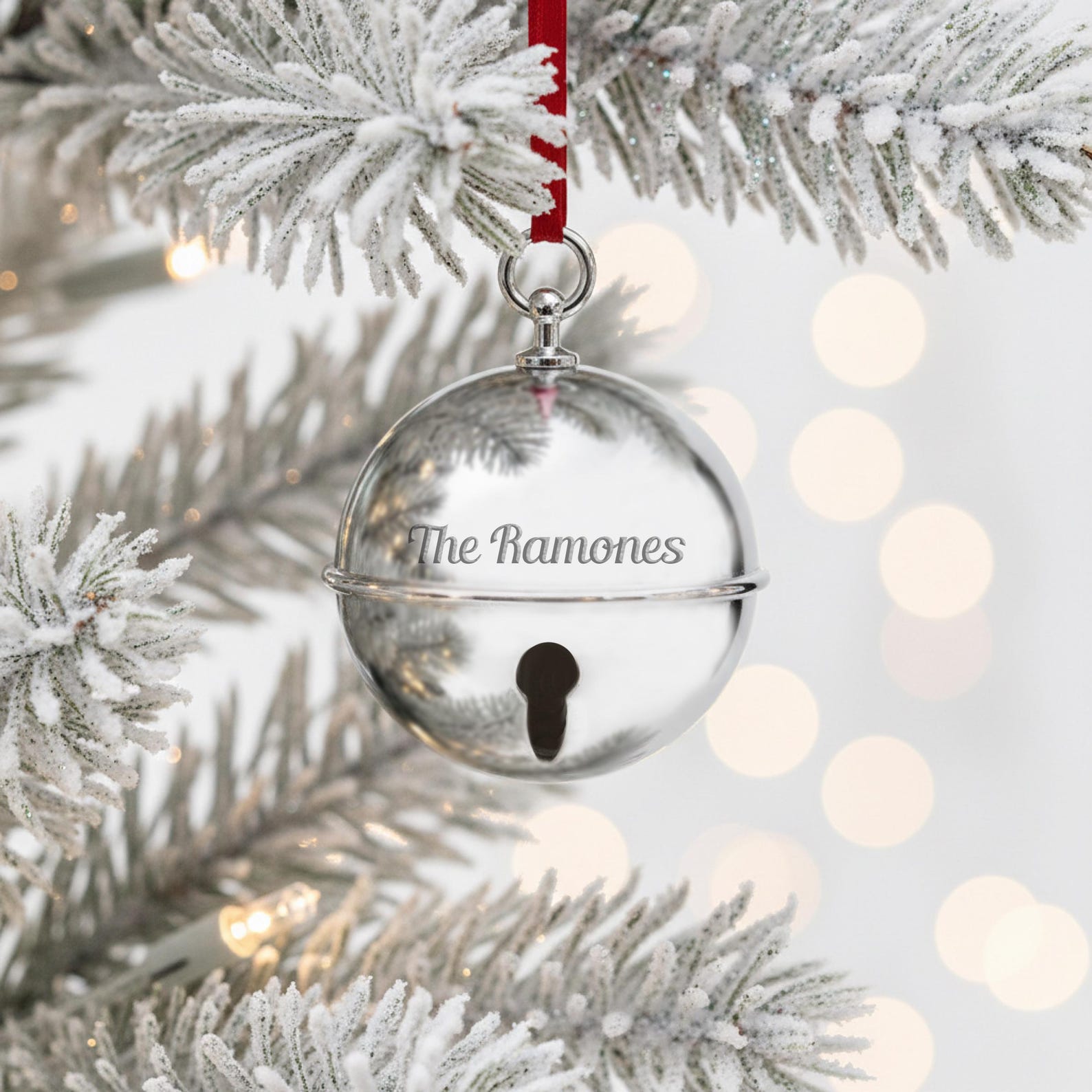 Ravanox Personalized Sleigh Bell Ornament, Custom Engraved Silver Bell ...