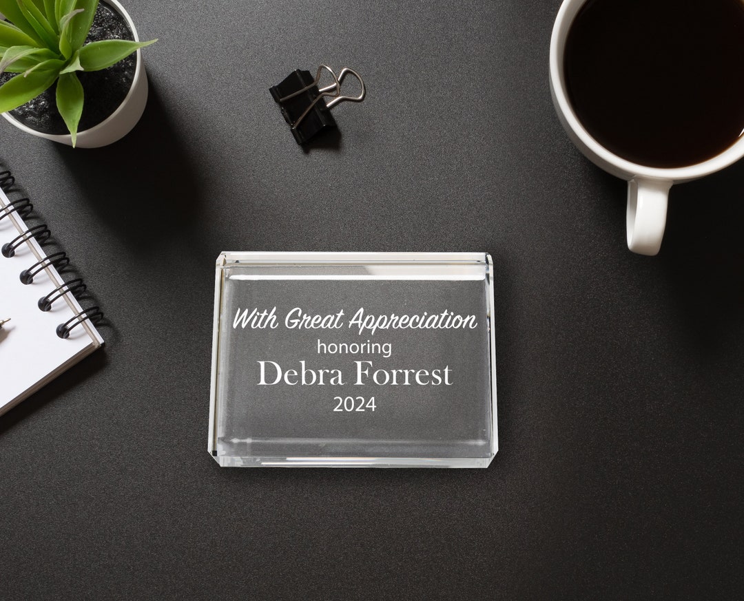 Ravanox Personalized 4" Crystal Rectangle Paperweight, Custom Engraved ...