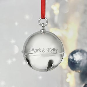 Ravanox Personalized Sleigh Bell Ornament, Custom Engraved Silver Bell ...