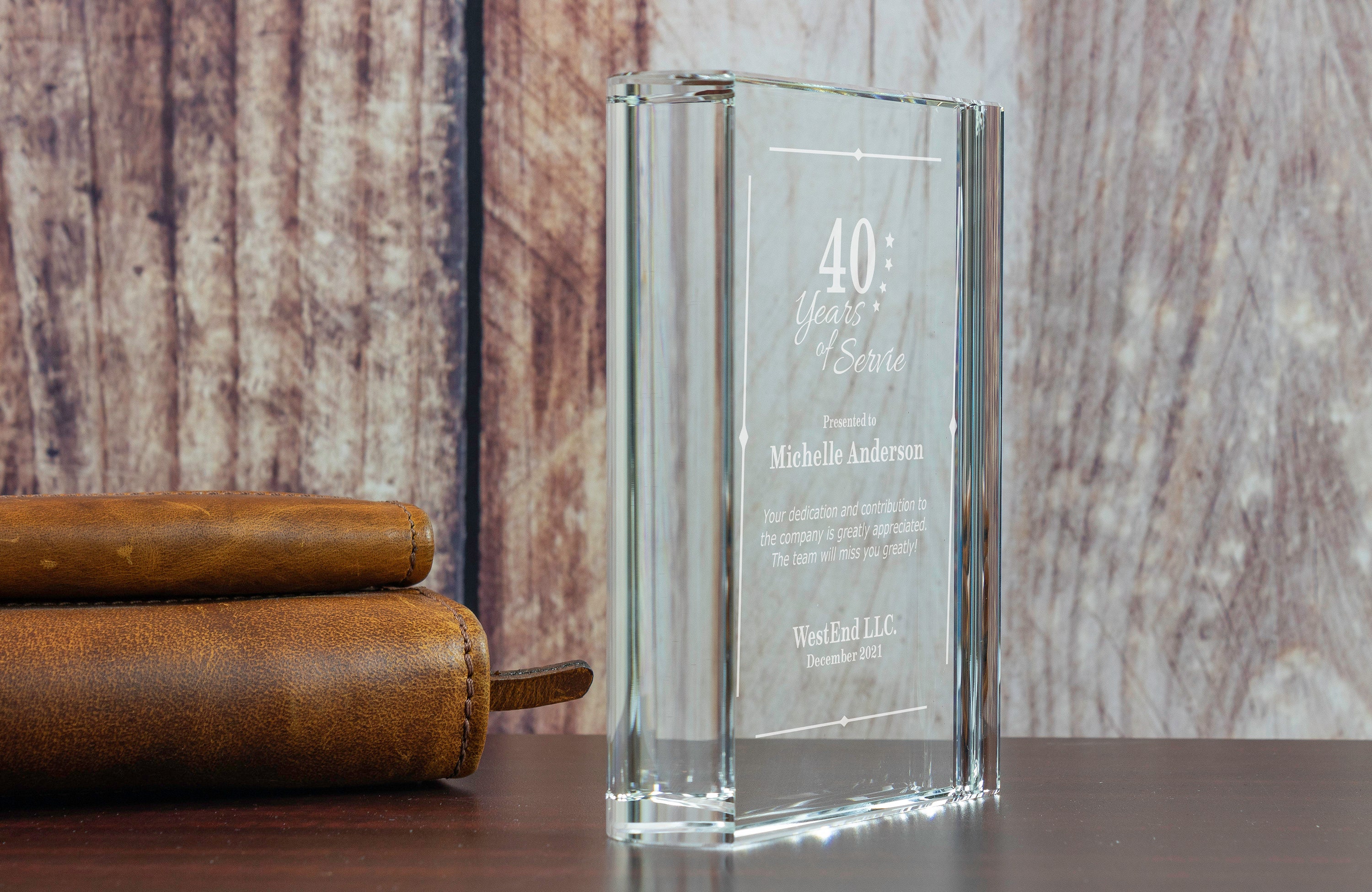 Personalized Crystal Book Award in Two Sizes / Custom Engraved Glass ...