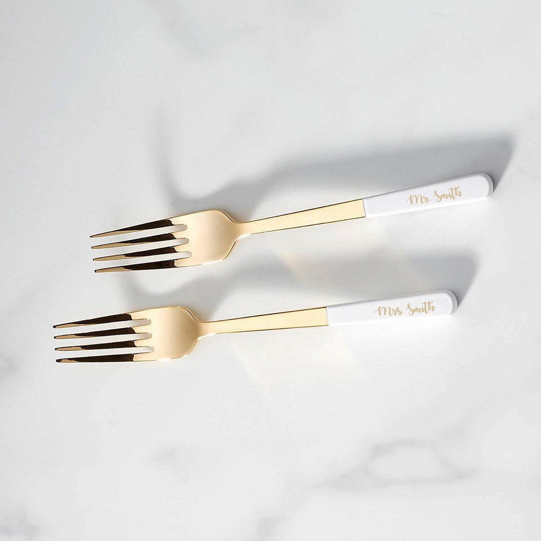 Kate Spade Personalized With Love Gold 2-piece Tasting Fork Set, Set of ...