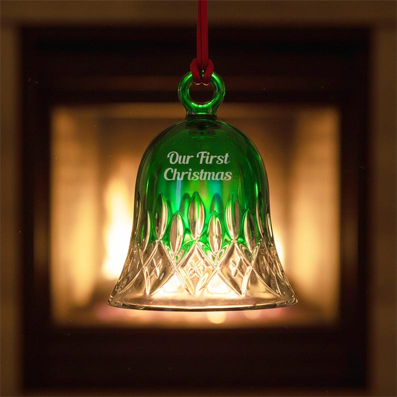 Waterford Personalized Lismore Christmas Green Bell Ornament, Custom ...