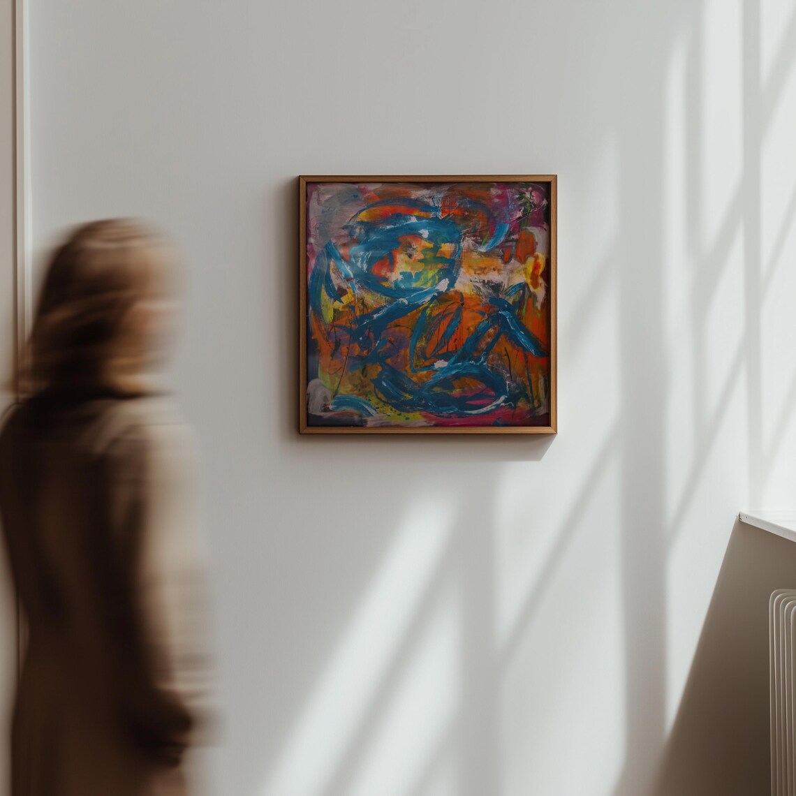 Whirlpool Abstract Poster, Blue Orange Expressionist Wall Art (unframed ...