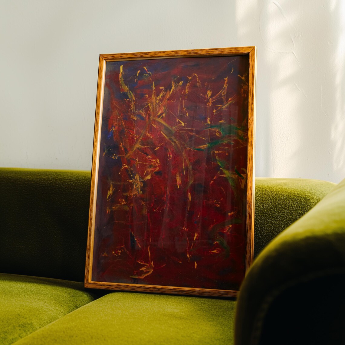 Fire Within Us – Dark Red Abstract Wall Art Print, Fine Art Poster ...