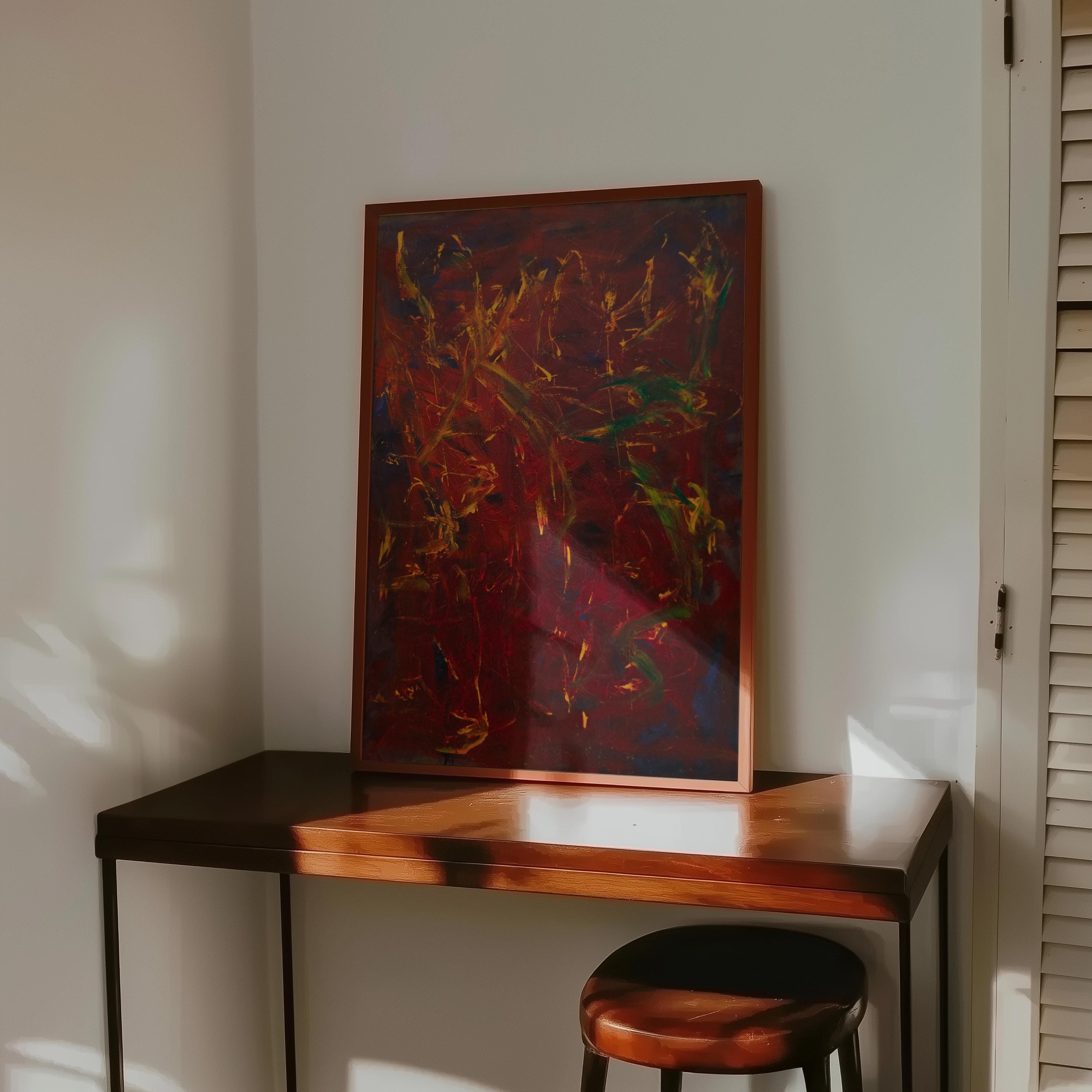 Fire Within Us – Dark Red Abstract Wall Art Print, Fine Art Poster ...
