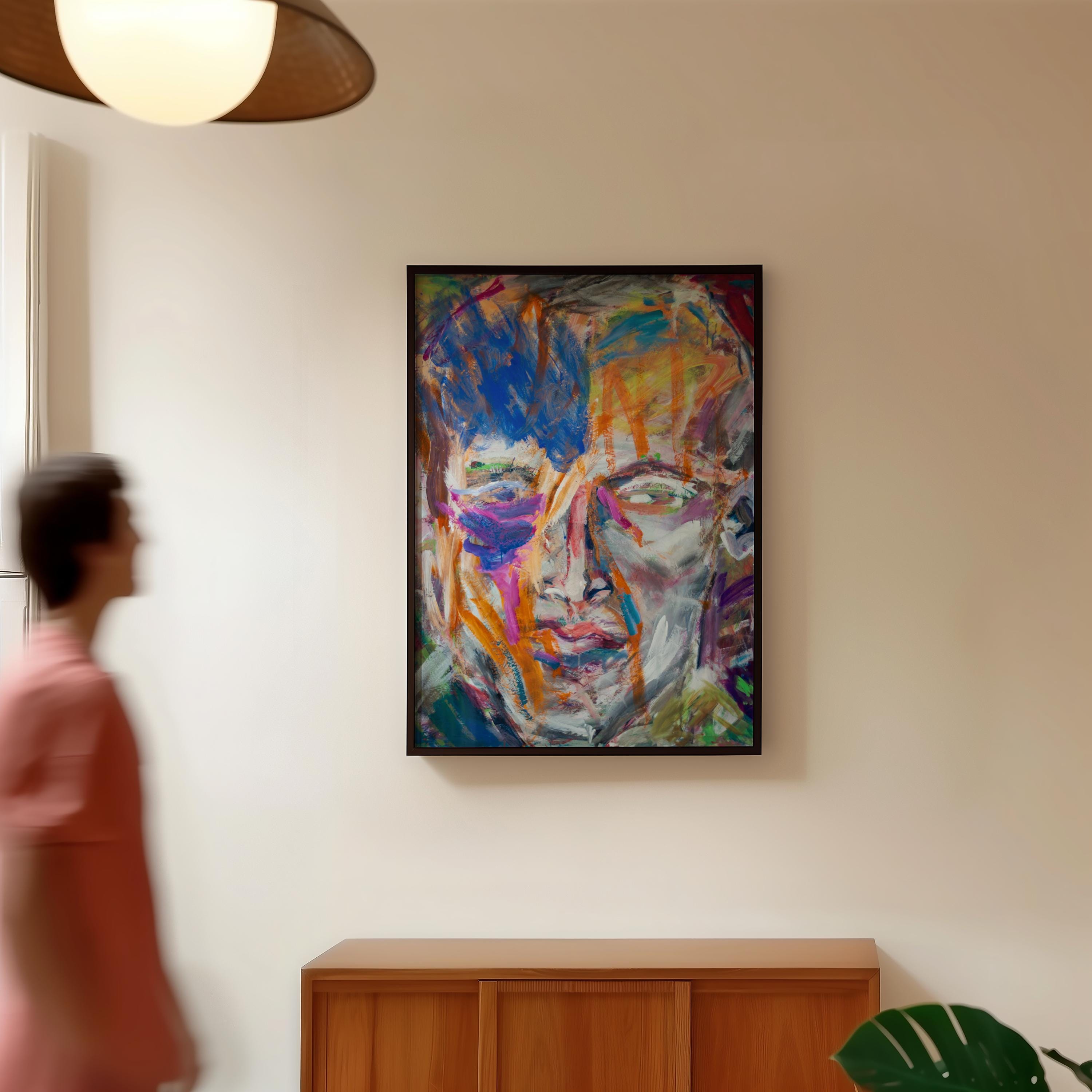 Poetry Portrait Metal Frame Poster – Abstract Expressive Face Art ...