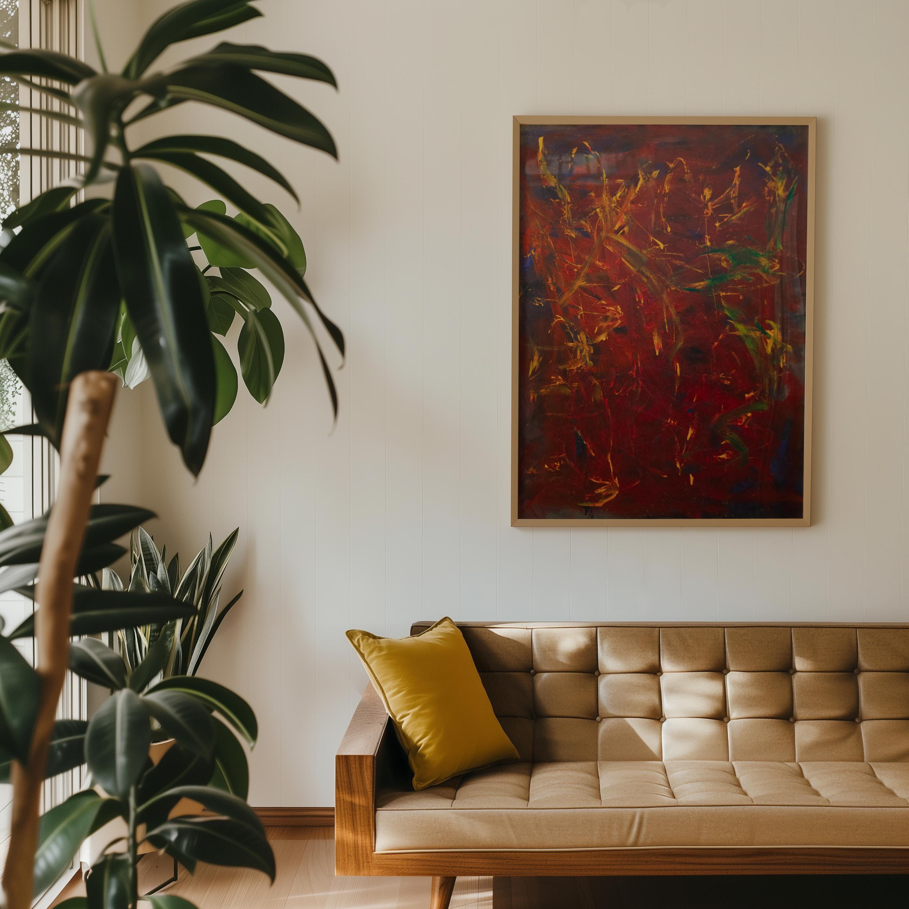 Fire Within Us – Dark Red Abstract Wall Art Print, Fine Art Poster ...