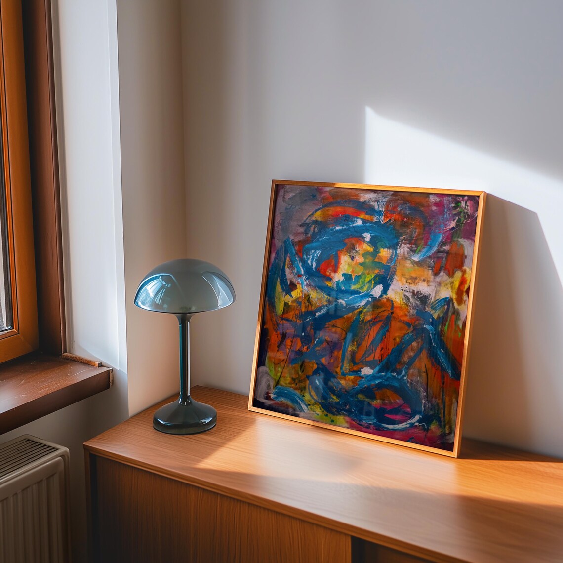 Whirlpool Abstract Poster, Blue Orange Expressionist Wall Art (unframed ...