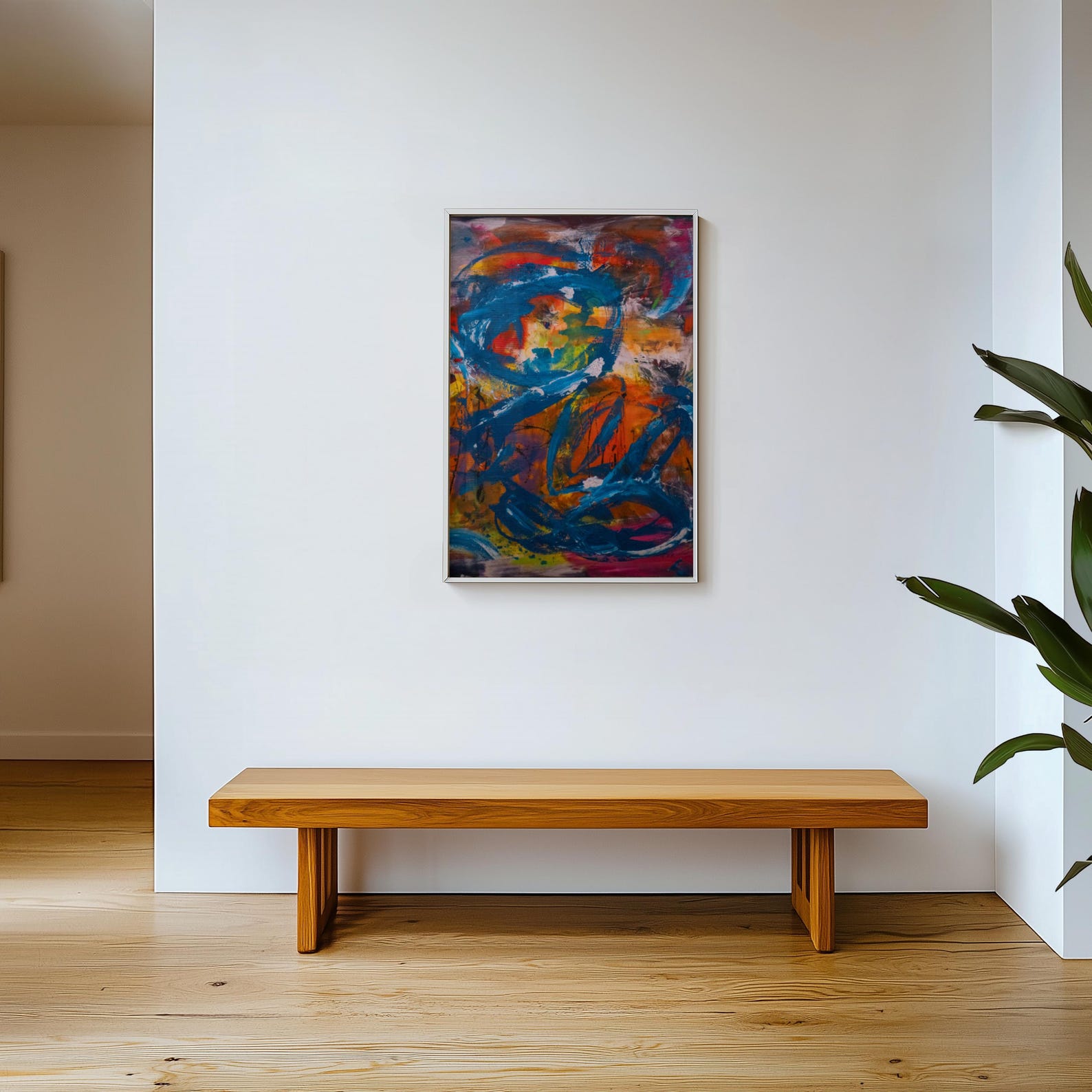 Whirlpool Abstract Poster, Blue Orange Expressionist Wall Art (unframed ...