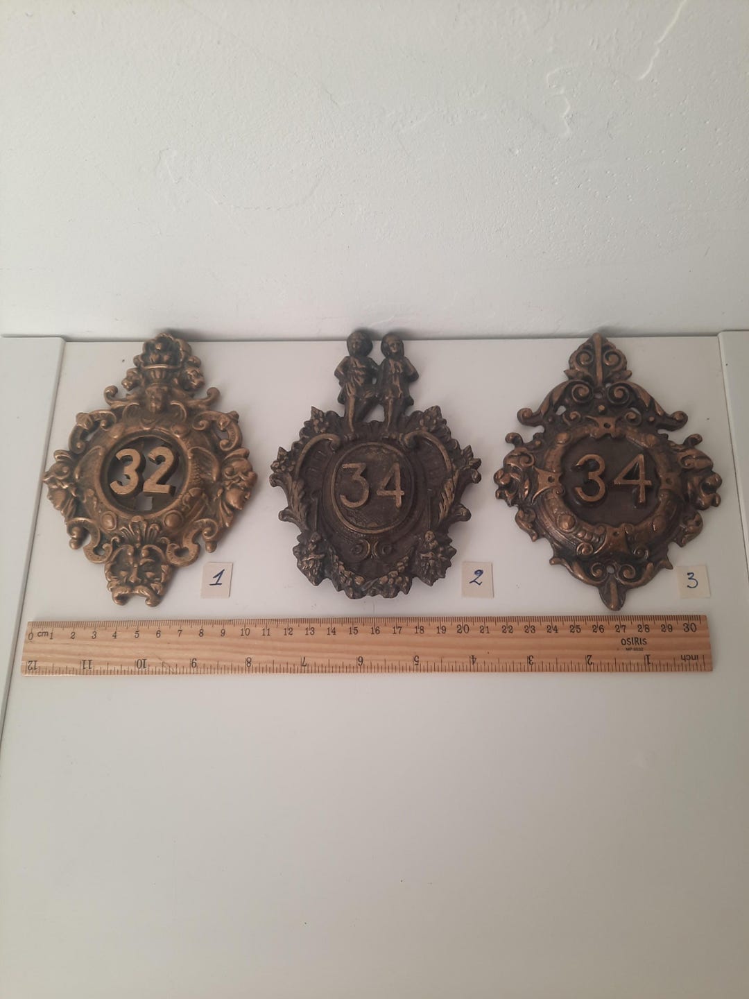 One!!!vintage Brass Home Number 34 /address Signs/ Antique Style / Door ...