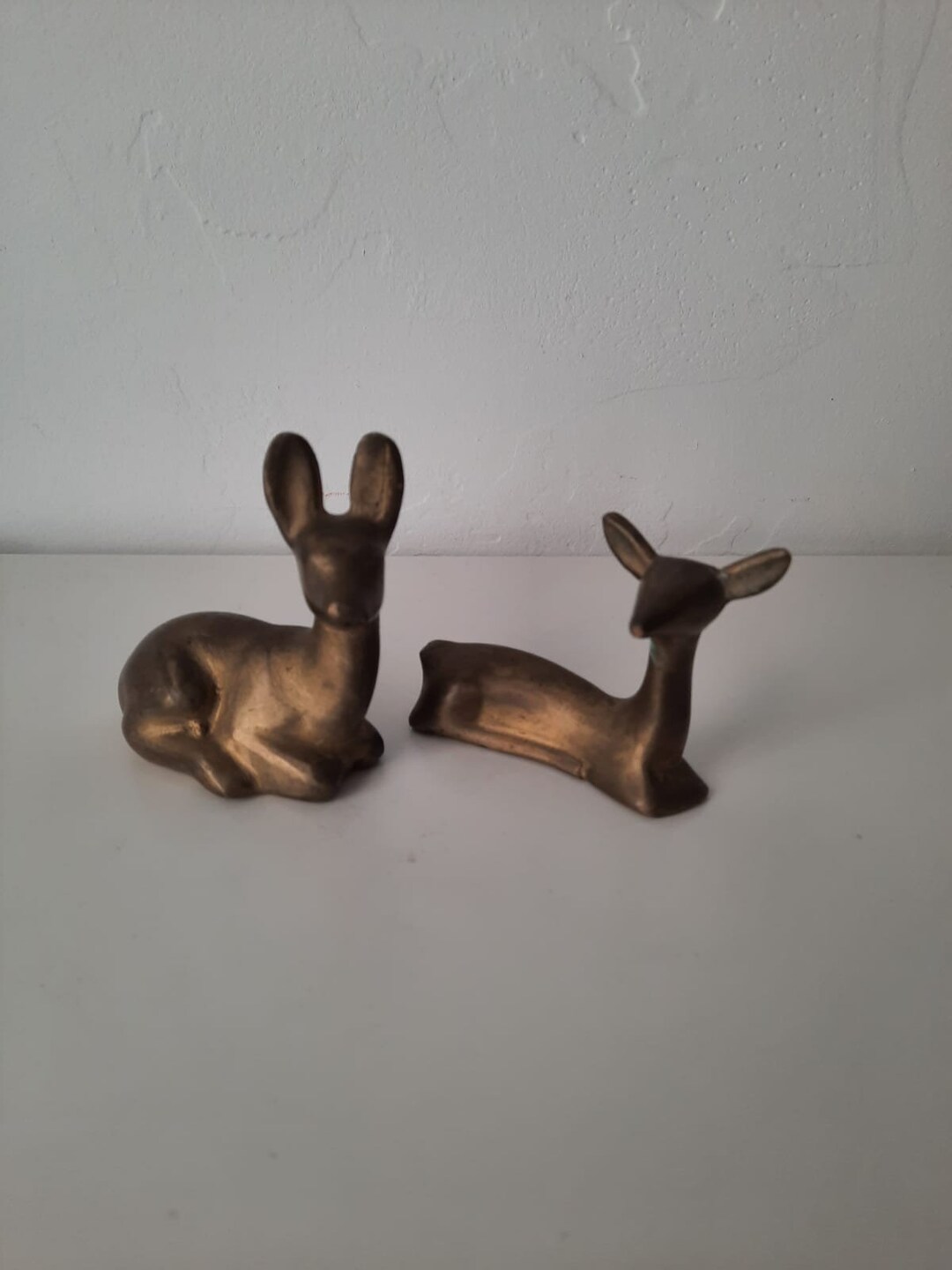2 Solid Brass Sitting Deer Figurines From 1970s, Vintage Brass ...