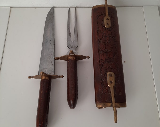 Vintage Indian Carving Set, in Rosewood and Brass - Etsy
