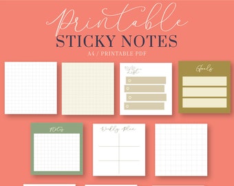 STICKY NOTES Printable PDF fits 3in by 3in Notepads | Etsy