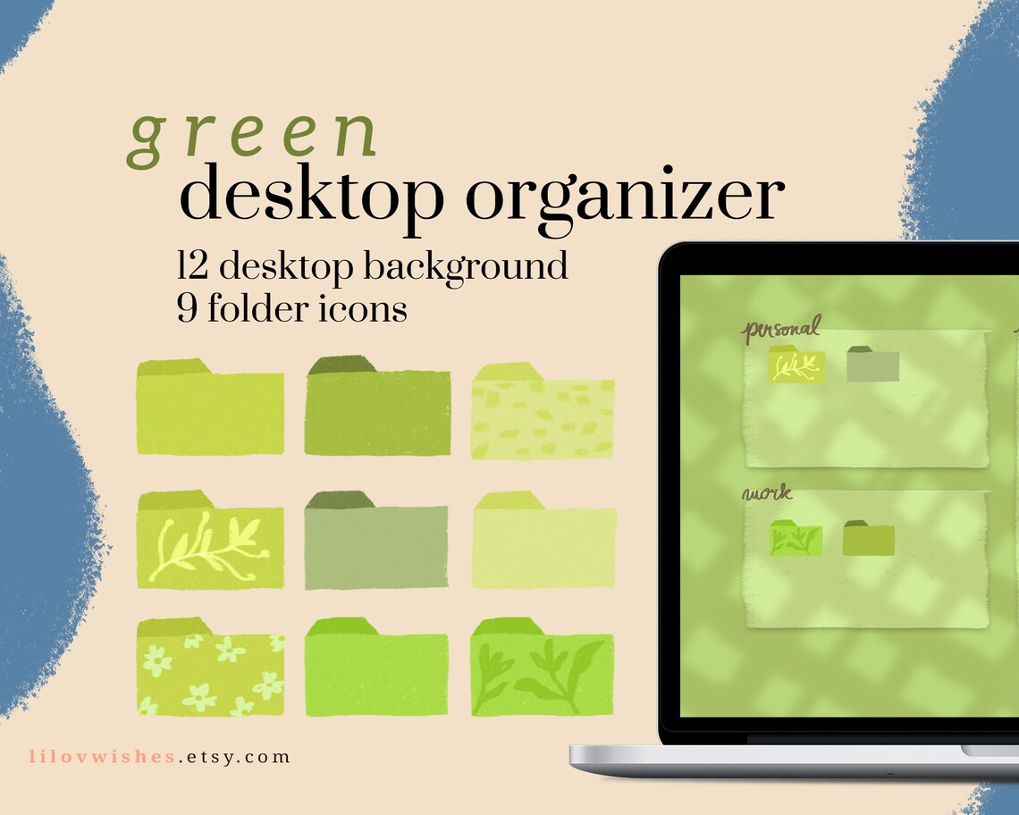 Green Desktop Wallpaper Organizer for Students Teacher - Etsy UK