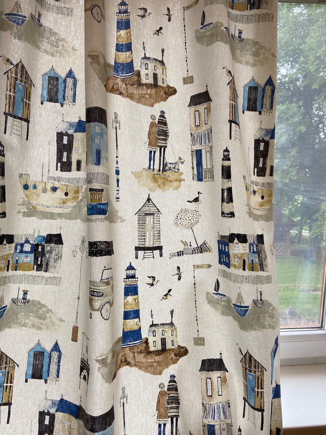 Cotton Curtain Panels Beach Theme Curtains Window Treatment Kitchen ...