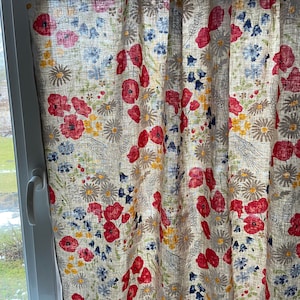 Linen Curtains Cafe Curtains Kitchen Valance Panels Curtains Meadow ...