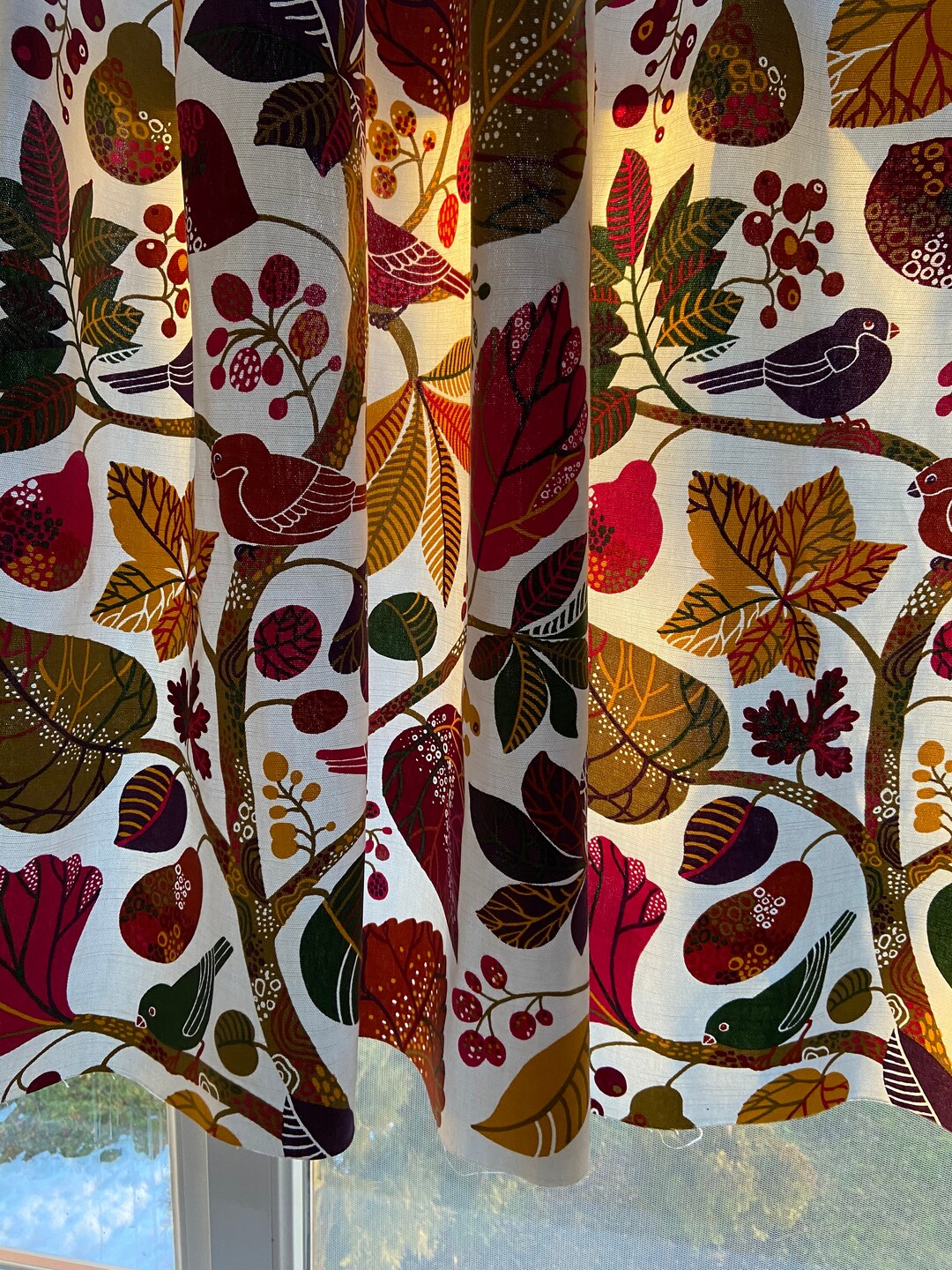 Cotton Curtains Cafe Curtains Kitchen Valance Panels Curtains Leaf ...