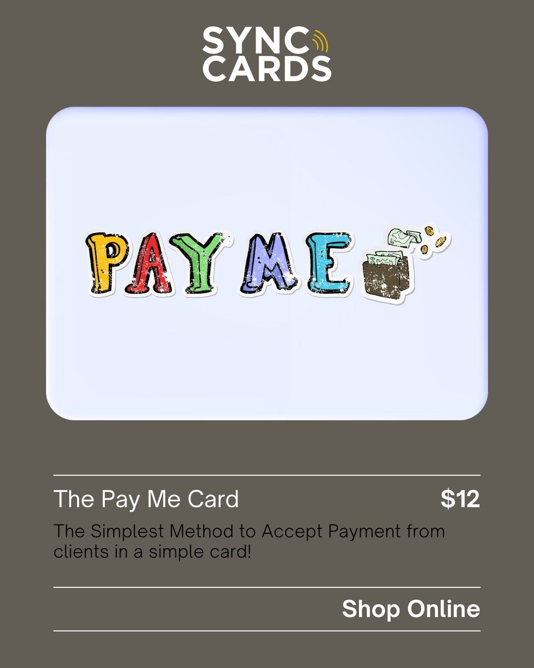 NFC Sync Cards Pay Me Card Made for Quick Payment Requests - Etsy
