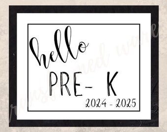 Hello Preschool 2024 2025 First Day of Preschool Back to School Sign ...