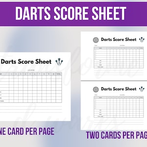 Darts Score Sheet Printable Template, Printable Darts Score Sheet ...