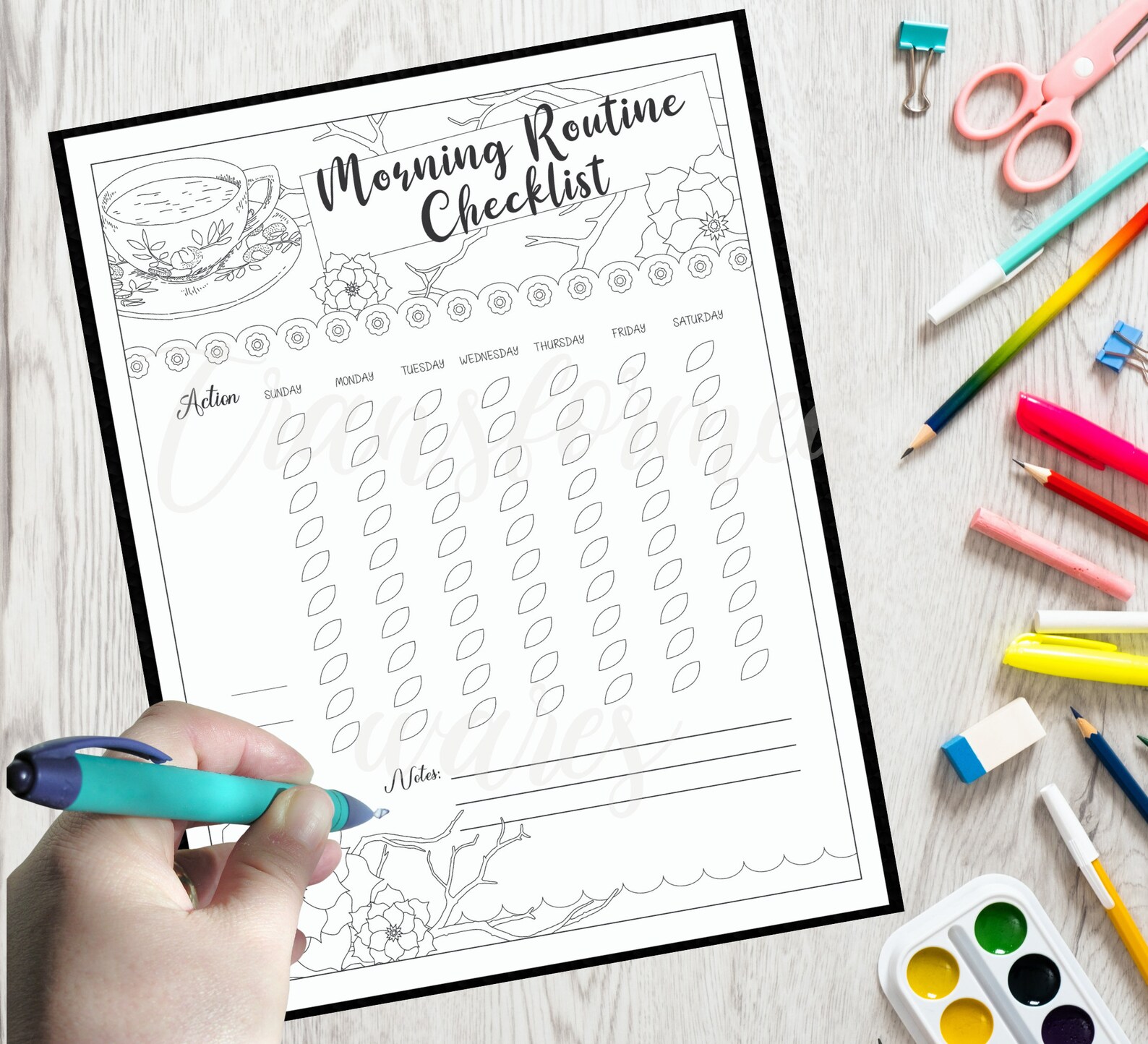 Morning Chore Checklist Printable Morning Routine Coloring | Etsy