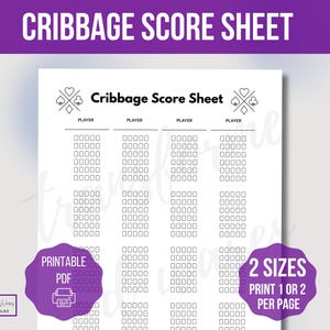 Cribbage Score Sheet Template, Printable Cribbage Score Sheet, Cribbage ...