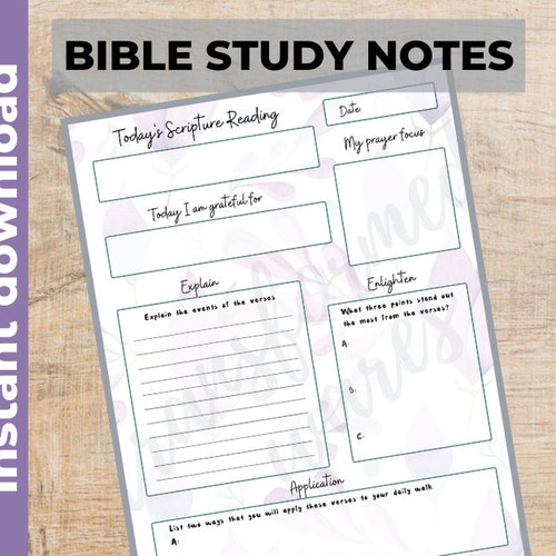 Bible Study Notes PDF Printable Instant Download Church - Etsy