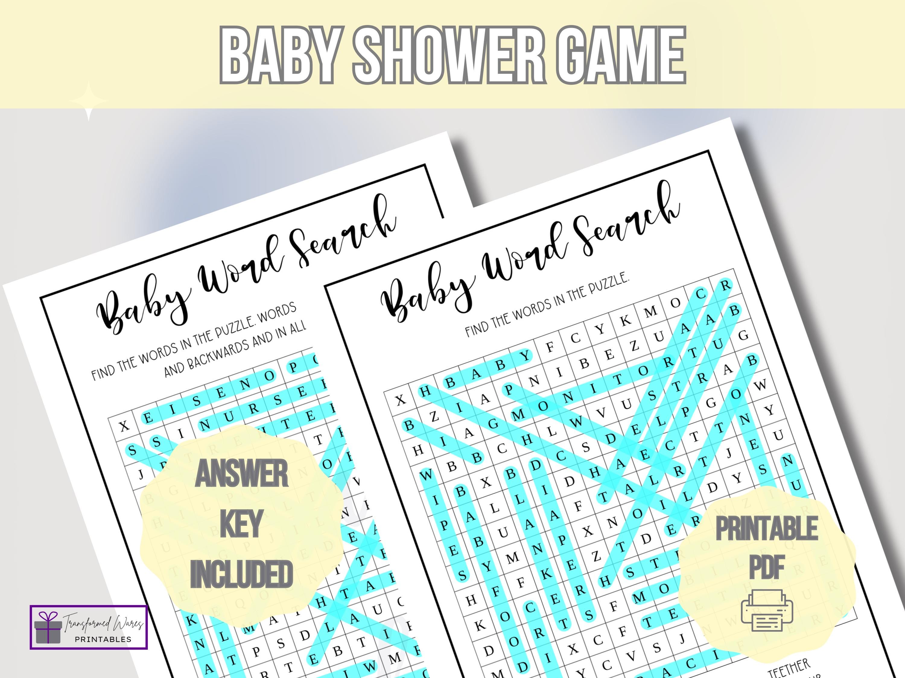 Baby Shower Games | Baby Shower Word Search | Baby Shower Word Find ...
