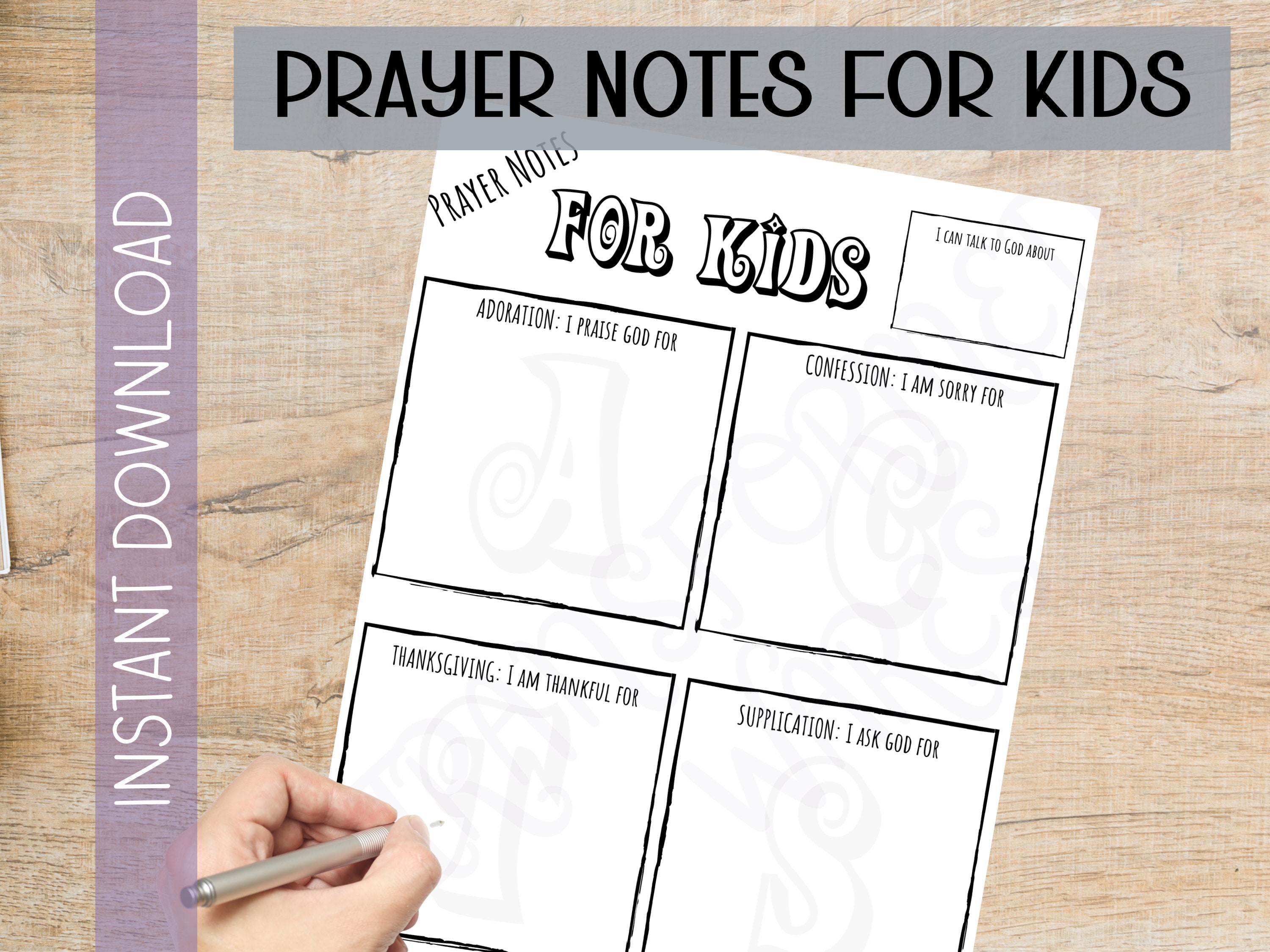 Prayer Notes for Kids PDF Printable Instant Download ACTS Teen Prayer ...