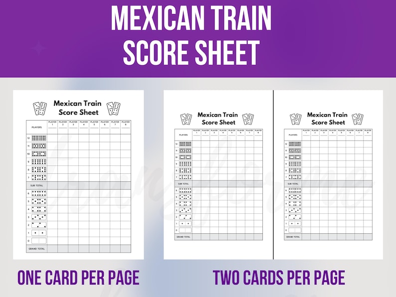 Mexican Train Score Sheet Template, Printable Mexican Train Score Sheet ...
