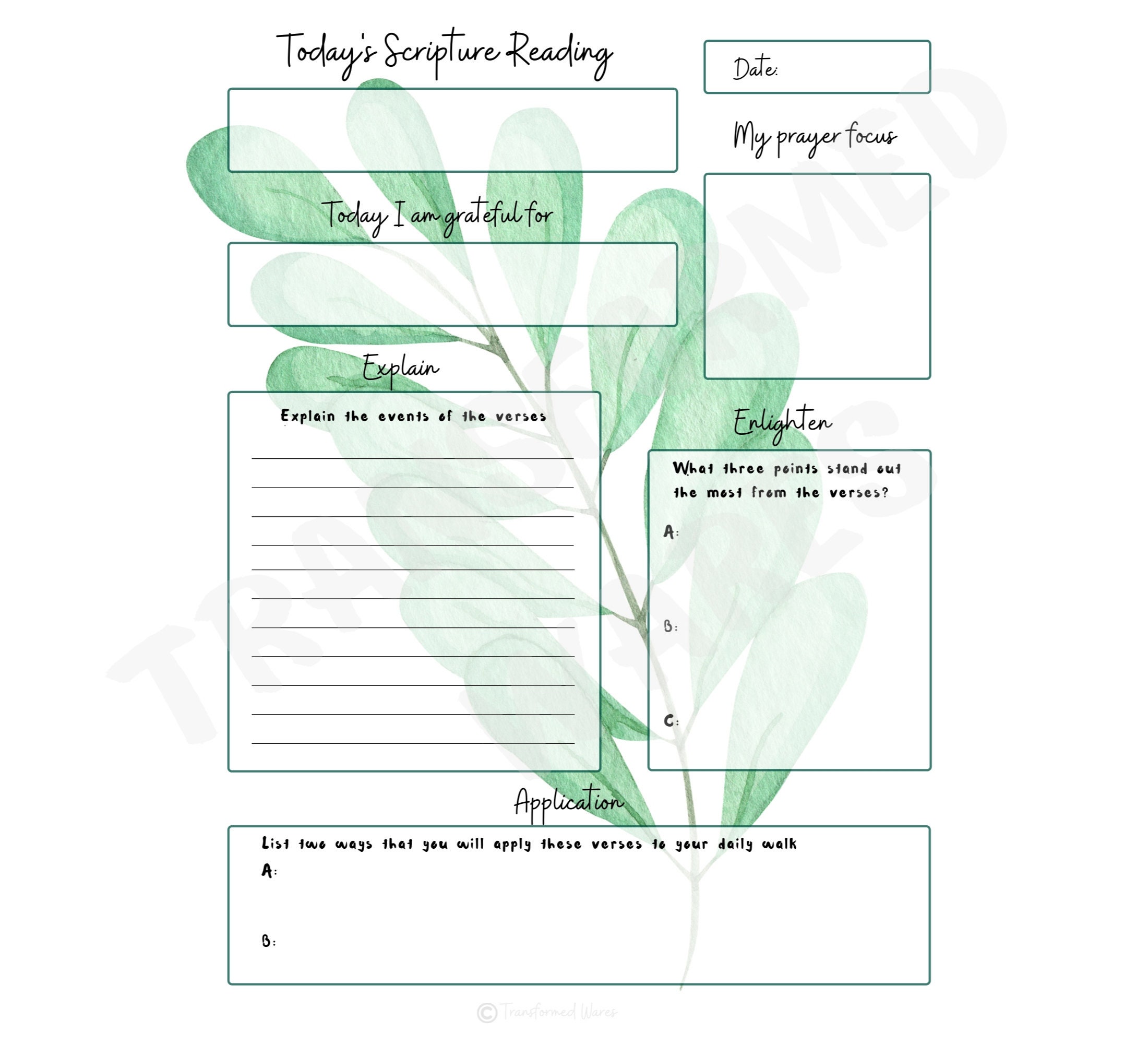 Bible Study Notes, PDF Printable, Instant Download, Church Journal ...