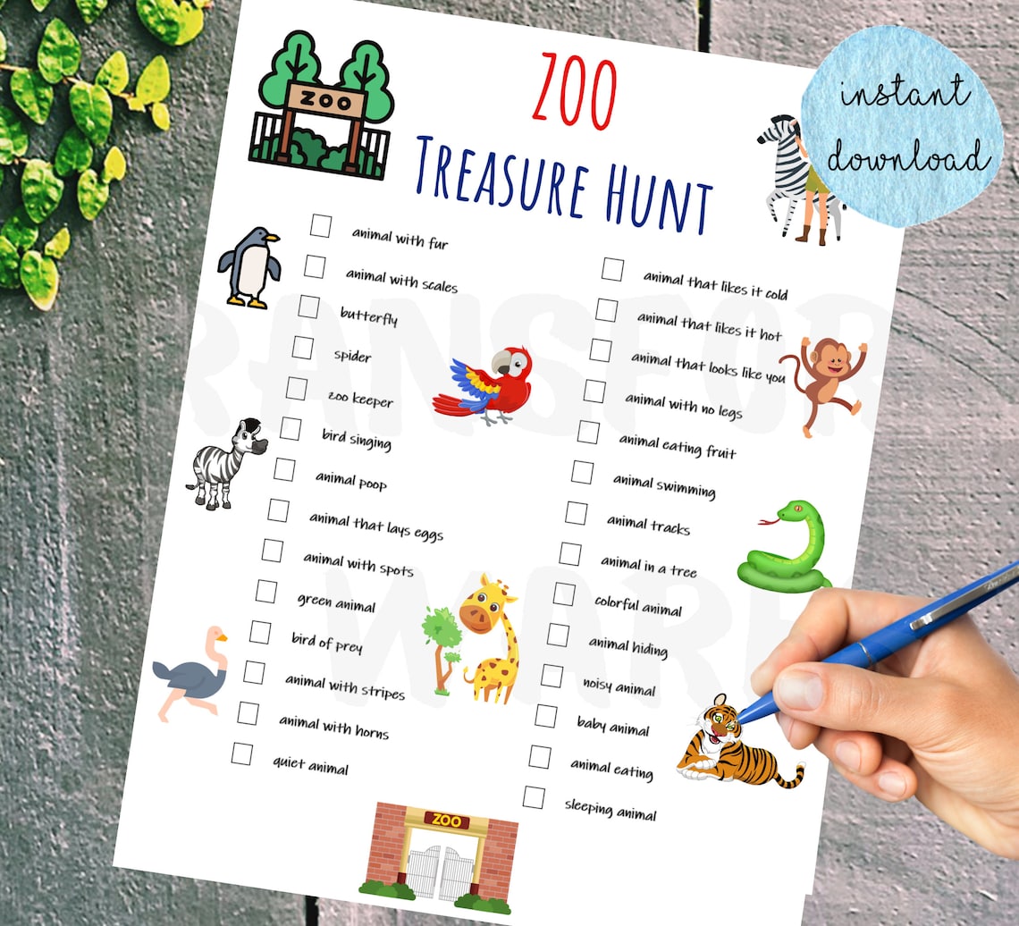Zoo Treasure Hunt for Kids | Animal Scavenger Hunt Game | Children's ...