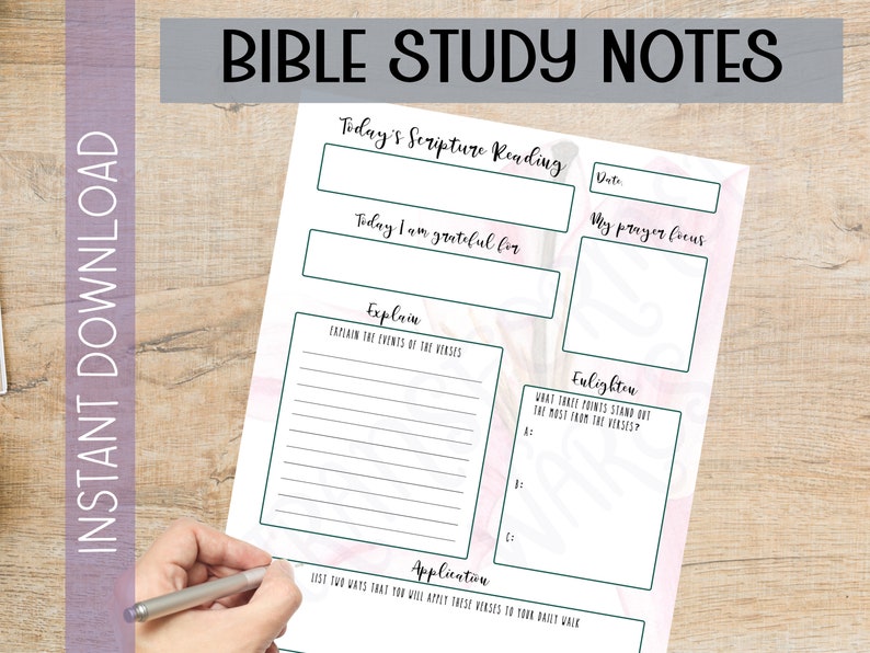Bible Study Notes, Lily, PDF Printable, Instant Download, Church ...