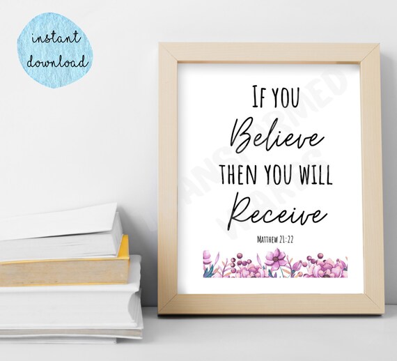 Bible Verse Wall Art Scripture Wall Art Matthew 21:22 | Etsy