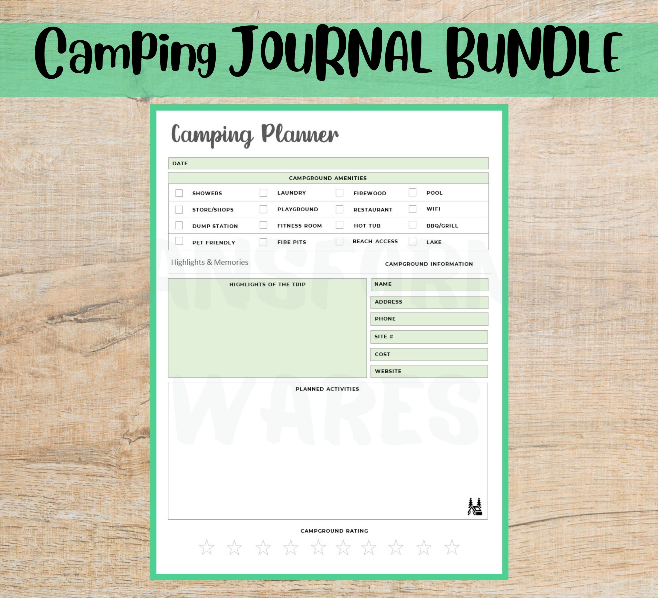 Printable Camping Planner and Journal Instant Download Print at Home ...