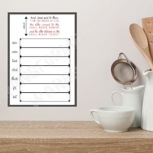 Menu Planner, Bible Verse Menu Printable, Dry Erase Meal Plan, I Am the ...
