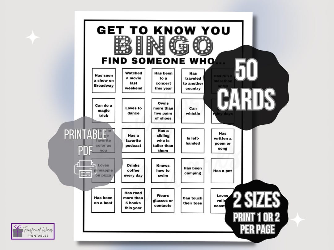 Get to Know You Bingo, Icebreaker Bingo, Find Someone Who Bingo, Find ...