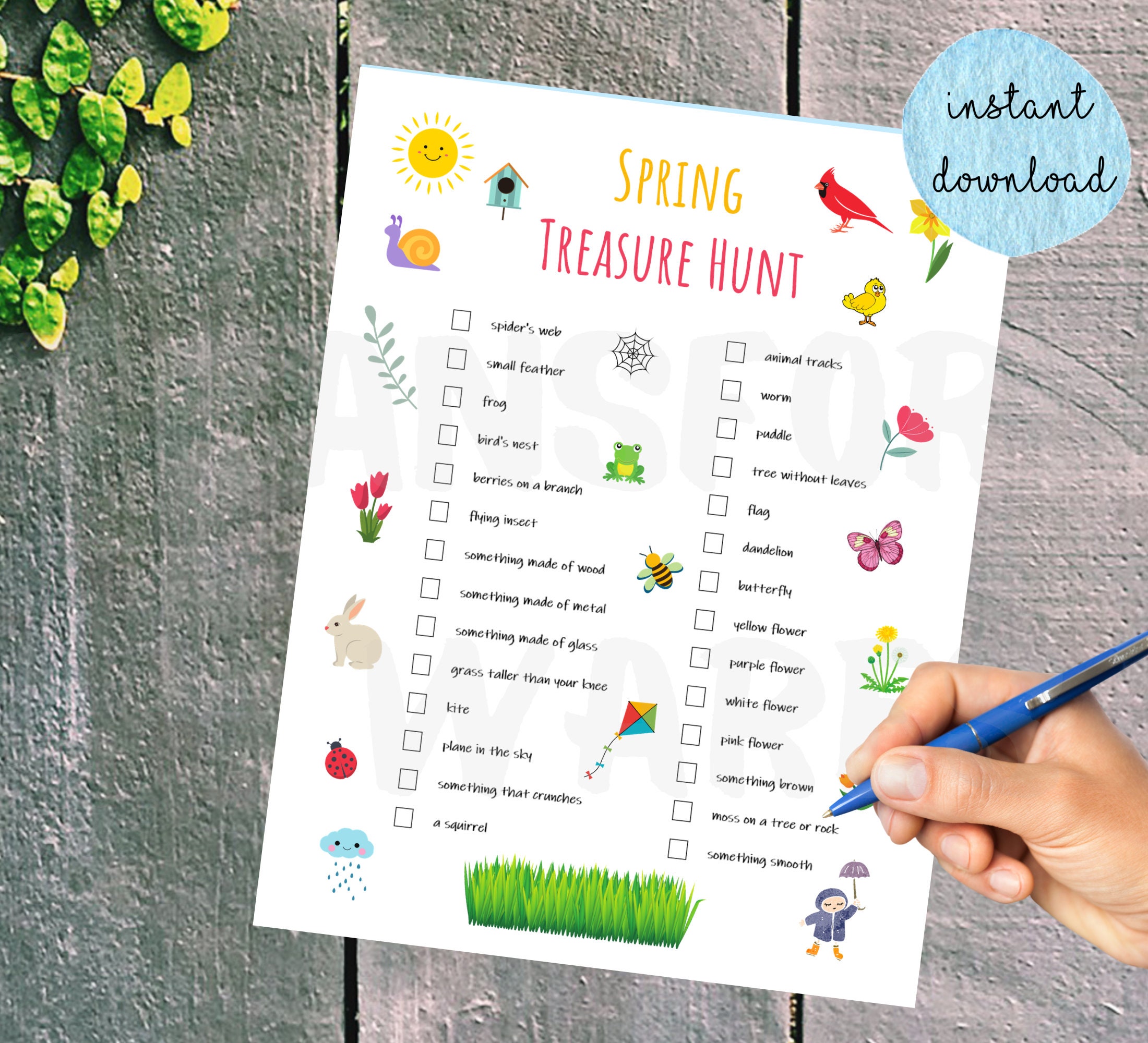 Spring Treasure Hunt for Kids | Outdoor Scavenger Hunt Game | Holiday ...