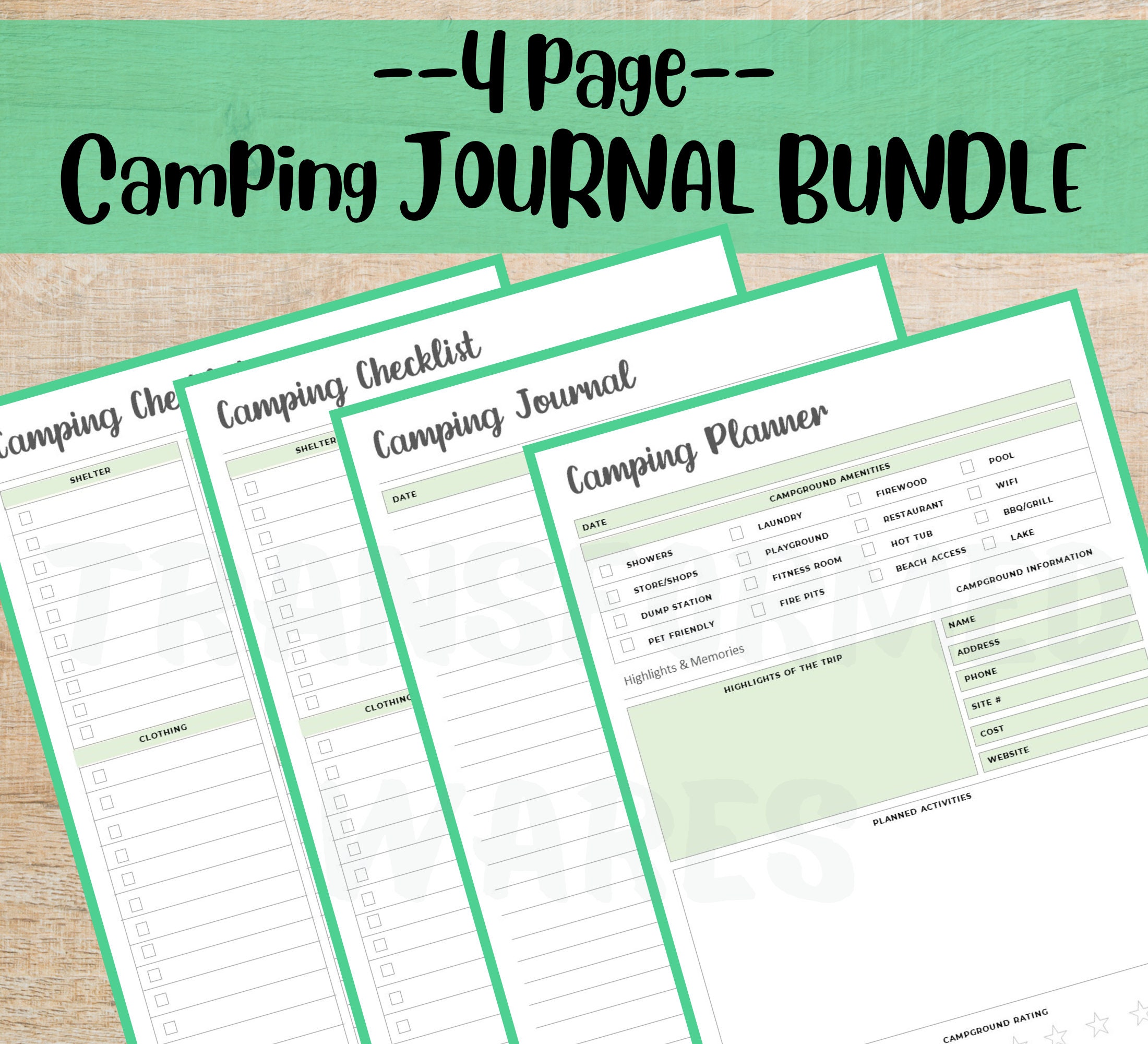Printable Camping Planner and Journal Instant Download Print at Home ...