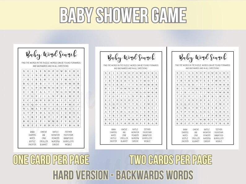 Baby Shower Games | Baby Shower Word Search | Baby Shower Word Find ...