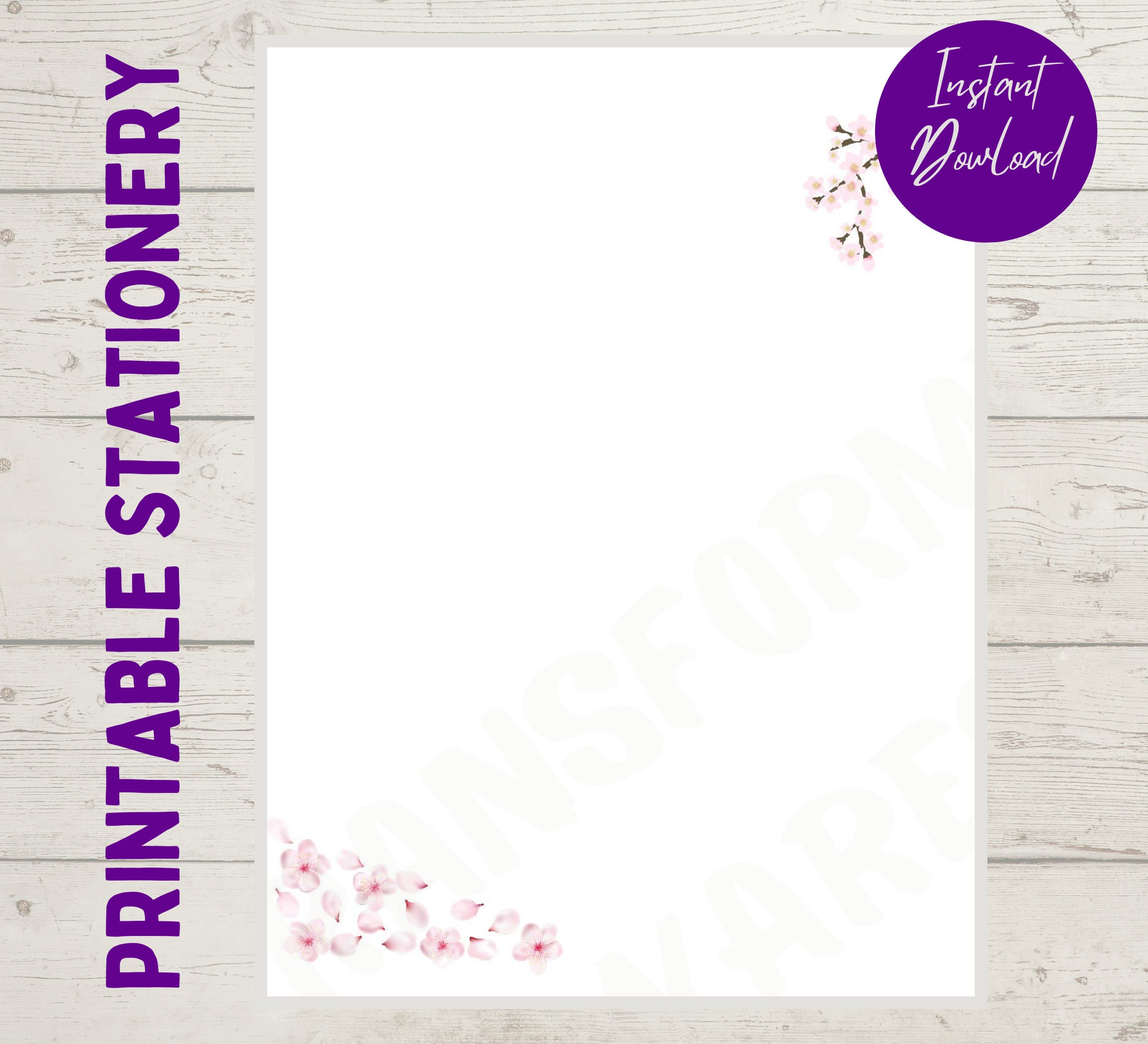 Printable Stationery Cherry Blossom Floral Writing Paper - Etsy