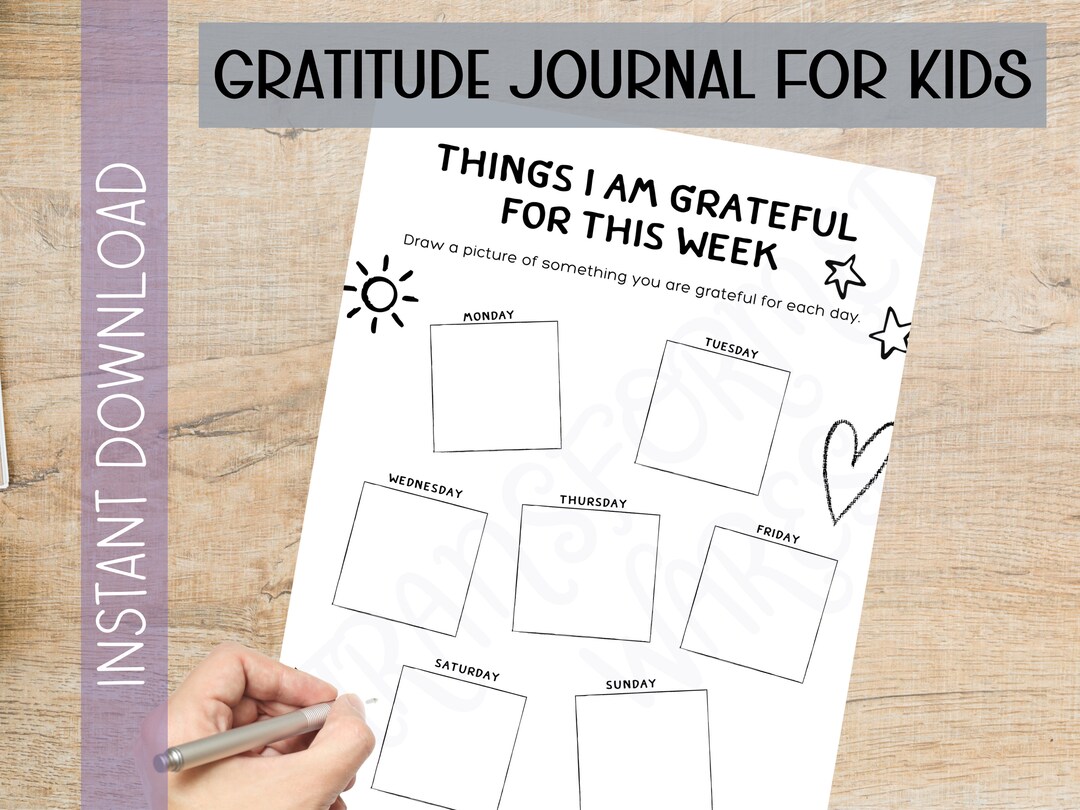 Kids Gratitude Journal Printable | Weekly | Minimalist | Thankfulness ...