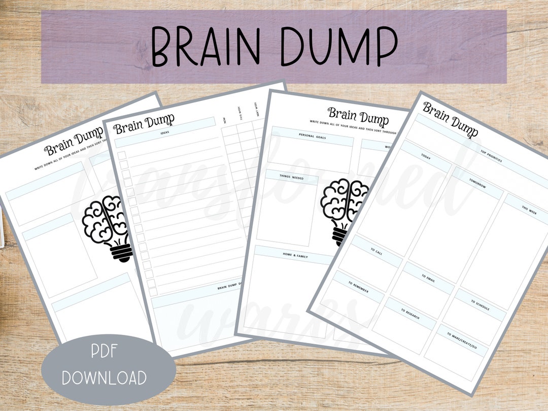 Brain Dump Bundle Printable | Daily Thought Organizer | PDF Instant ...