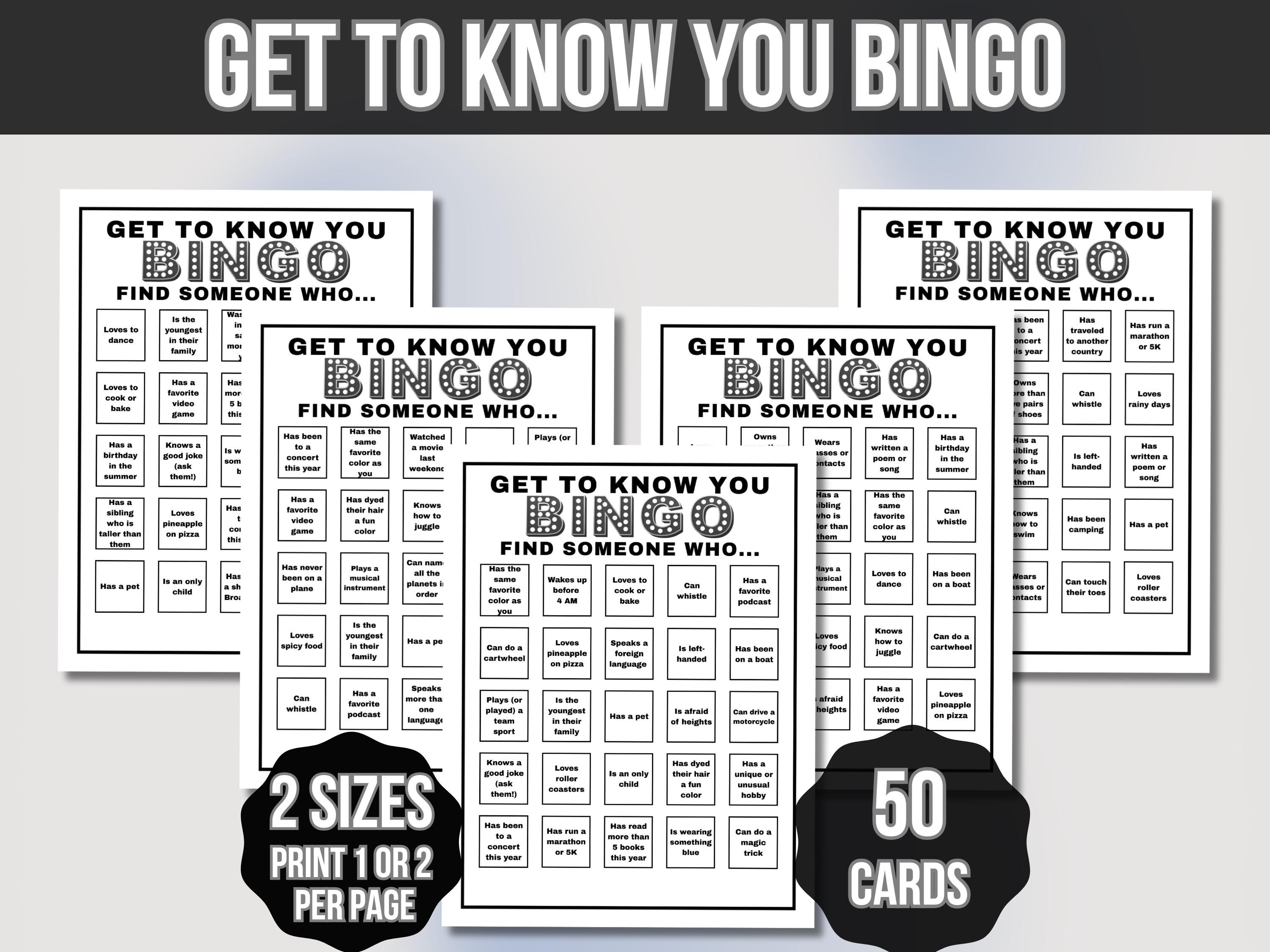 Get to Know You Bingo, Icebreaker Bingo, Find Someone Who Bingo, Find ...