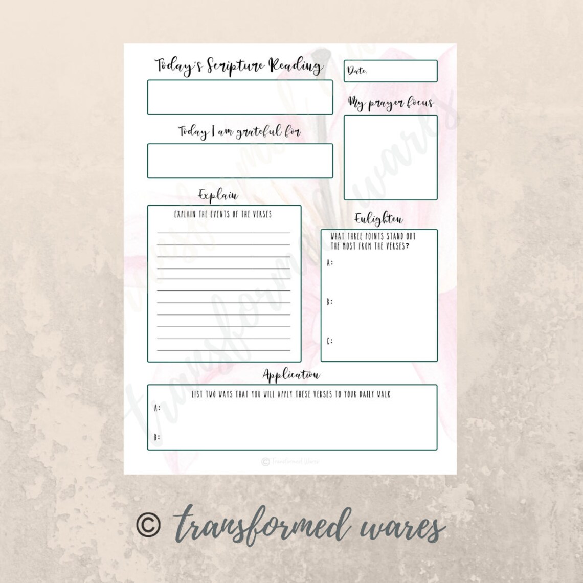 Bible Study Notes, Lily, PDF Printable, Instant Download, Church ...