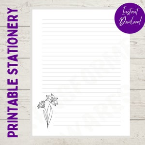Black and White Floral Printable Stationary Printable Writing Paper ...