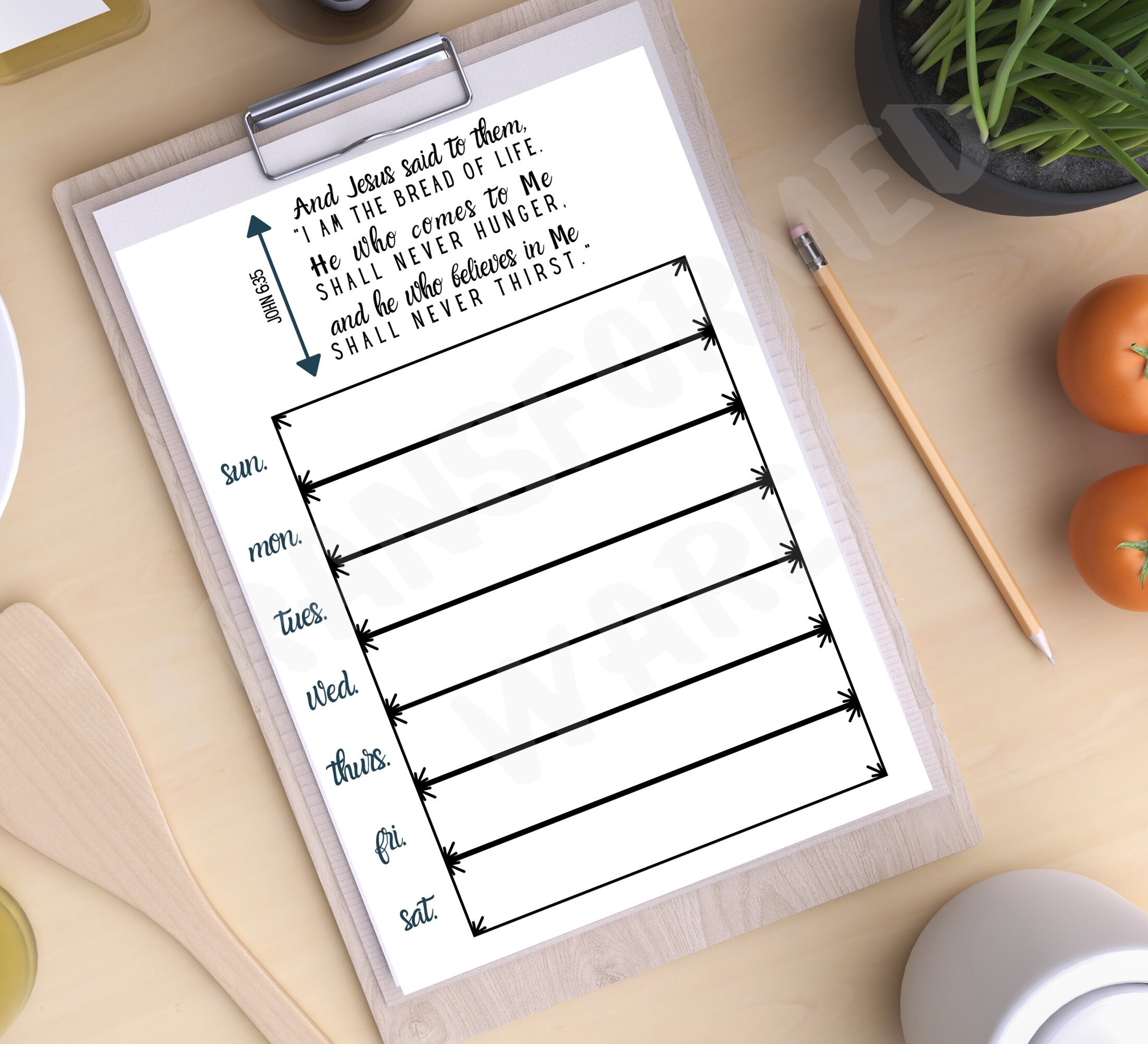 Menu Planner, Bible Verse Menu Printable, Dry Erase Meal Plan, I Am the ...